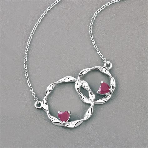 Ruby Infinity Necklace Genuine Ruby Intertwined Sterling Silver Double