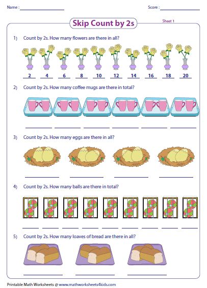 Skip Counting By 2s Worksheets