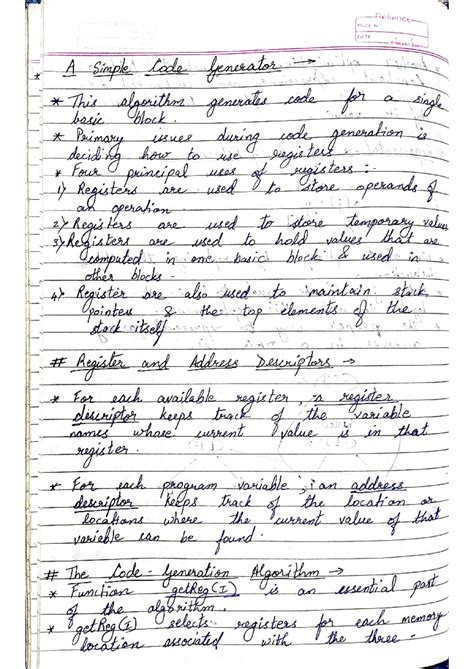 Simple Code Generator Peephole Optimization Reliance Page N Date Prahasn Sales A Simple Code