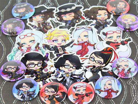 Bayonetta Jeanne Luka Viola Bayonetta Fan Art Sticker Button Badge Pin Etsy
