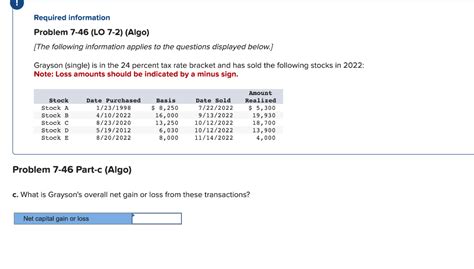 Solved Problem 7 46 LO 7 2 Algo The Following Chegg Com