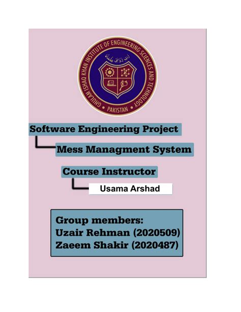 Pdf Cs325 Course Project Mess Management System Revised
