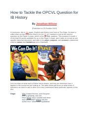 Writing The OPCVL Guide Docx How To Tackle The OPCVL Question For IB History By Jonathan