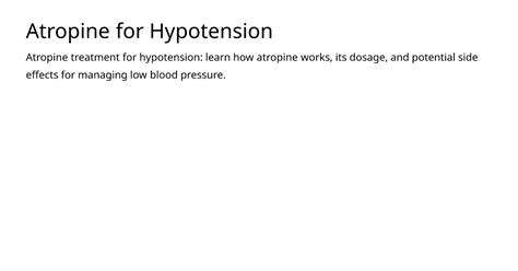 Atropine For Hypotension Medsis