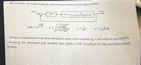 Solved Q1 Consider The Unity Feedback Control System Shown
