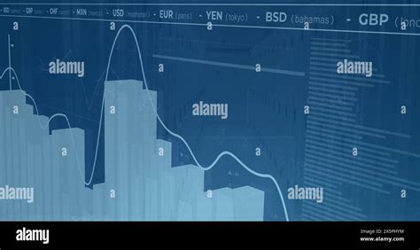 Image Of Multiple Graphs And Currency Signs Moving Over Data Center