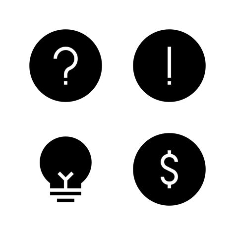 User Interface Icons Set Question Mark Warning Lamp Dollar Perfect For Website Mobile App