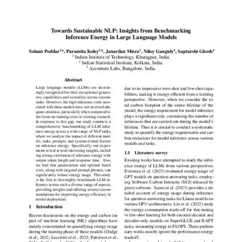 Towards Sustainable Nlp Insights From Benchmarking Inference Energy In Large Language Models