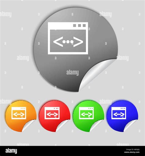 Code Sign Icon Programmer Symbol Set Of Colored Buttons Vector