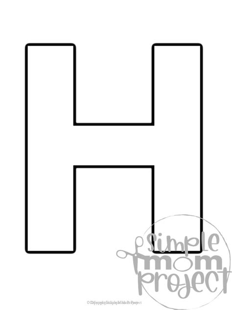Free Printable Uppercase Letter H Template Simple Mom Project