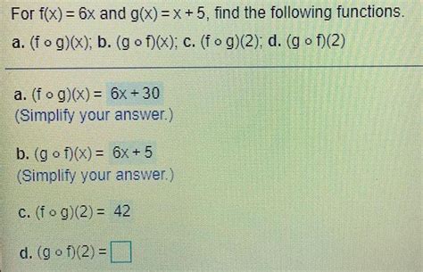 Answered For Fx 6x And Gxx5 Find The Following Functions A