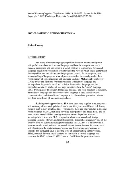 Pdf Sociolinguistic Approaches To Sla