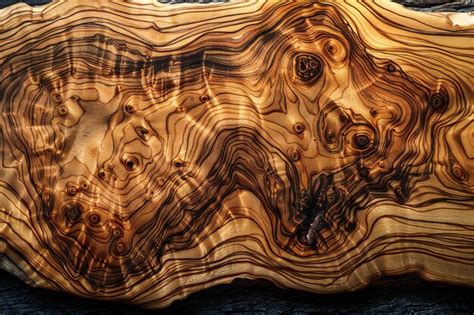 A Closeup Of An Olive Wood Surface Showcasing Its Rich Texture And
