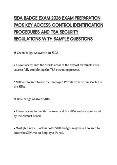 Sida Badge Exam 2026 Exam Preparation Pack Key Access Control