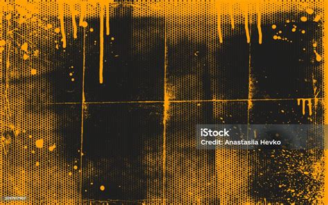 도시 거리 예술 그래피티 펑크 포스터 그런지와 하프 톤 질감 노란색과 검은색 브러시로 그려진 오버레이 텍스처입니다 그런지 이미지 기법에 대한 스톡 벡터 아트 및 기타 이미지