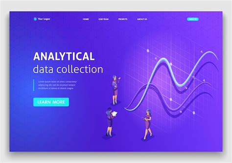 Premium Vector Data Analytics Landing Page Isometric Business Statistical Concept