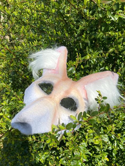 Fennec Fox Mask Therianquadrobist Mask Fluffy Ears Handmade Etsy