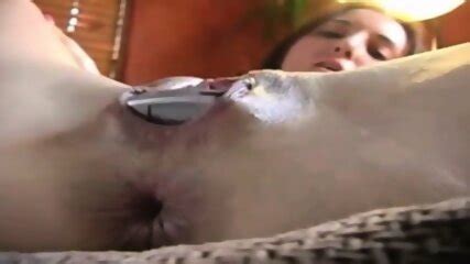 Girl Bate Bating With Cell Mobile Phone Insertion Of Tech