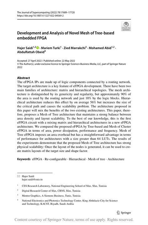 Development And Analysis Of Novel Mesh Of Tree Based Embedded Fpga