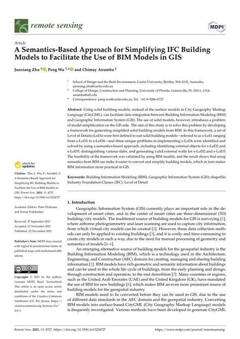 pdf a semantics based approach for simplifying ifc building models to