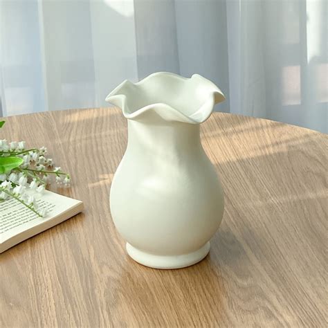 웨이브 도자기 화병 화이트 세라믹 인테리어 장식 소품 오브제