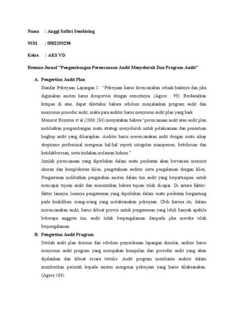 Audit Plan Dan Audit Program Pdf