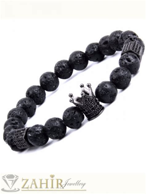 5 модела гривни с черна корона и два елемента с микрокристали на гривна от 8 мм камъни 7