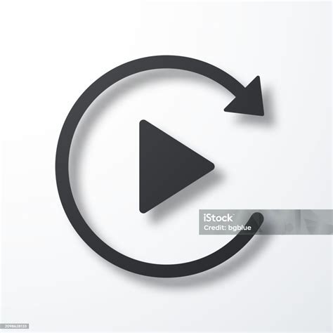 Replay Icon With Shadow On White Background Stock Illustration