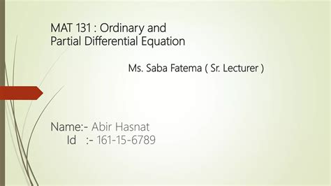 Application Of 1st Order Ode Ppt