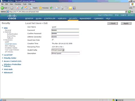 Wired Guest Access Using Cisco WLAN Controllers Configuration Example Cisco