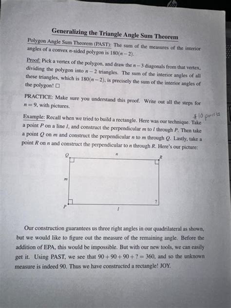 Solved Generalizing The Triangle Angle Sum Theorem Polygon Chegg
