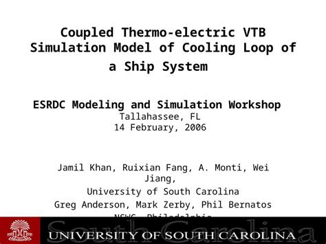 Ppt Coupled Thermo Electric Vtb Simulation Model Of Cooling Loop Of A Ship System Jamil Khan