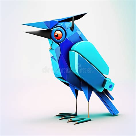 Abstract Geometric Blue Bird Low Poly In Constructivism Style Design Generative Ai Stock