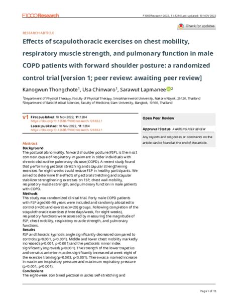 Pdf Effects Of Scapulothoracic Exercises On Chest Mobility