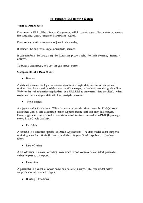 Obiee Publisher With Report Creation Tutorial Docx