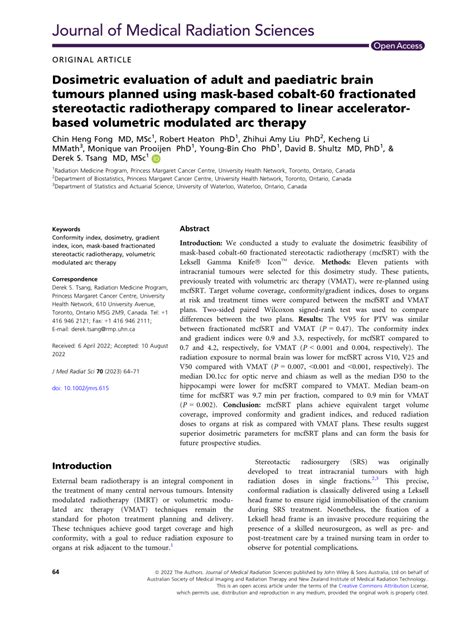 Pdf Dosimetric Evaluation Of Adult And Paediatric Brain Tumours Planned Using Mask‐based