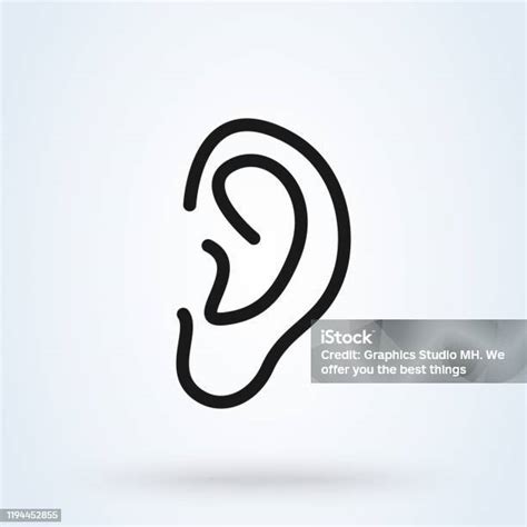 인간의 귀 라인 아트 간단한 벡터 현대 아이콘 디자인 일러스트 레이션 감각 지각에 대한 스톡 벡터 아트 및 기타 이미지 감각 지각 건강관리와 의술 건강한 생활방식