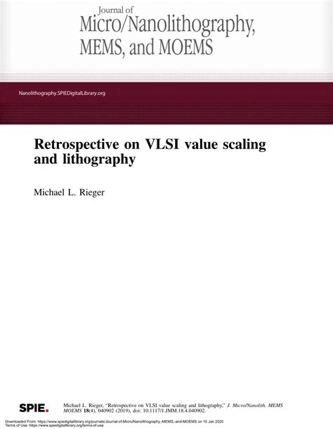 Pdf Retrospective On Vlsi Value Scaling And Lithography