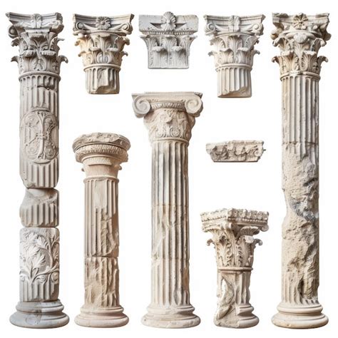 Premium Photo Stone Pillars Set Isolated Old Roman Columns Marble