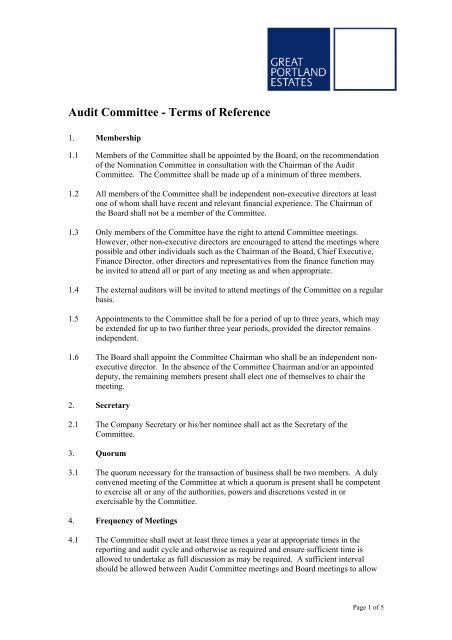 Audit Committee Terms Of Reference