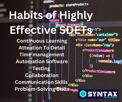 Habits Of Highly Effective Sdets Syntax Technologies