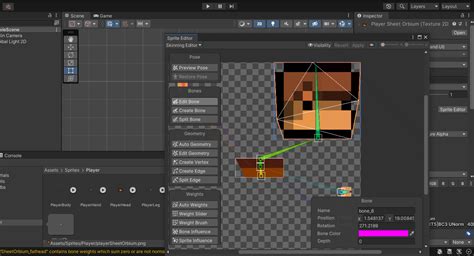 I Am Relatively New To Unity Whenever I Try To Use The Skinning Editor With These Sprites They