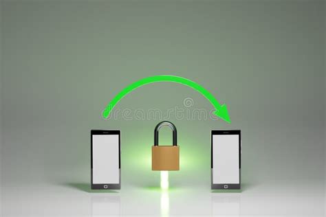 Secure Encrypted Communication Between Mobile Devices Concept Two Smartphones With A Green