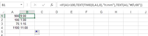 convert 4 digit number to time in excel stack overflow