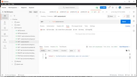 python detail authentication credentials were not provided for