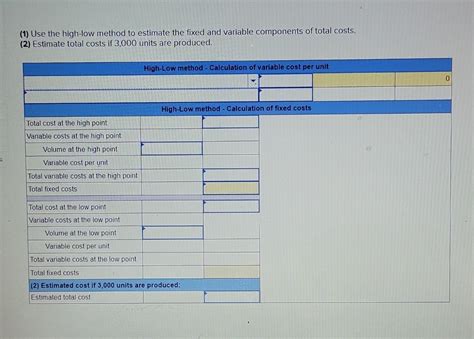 solved 1 use the high low method to estimate the fixed and