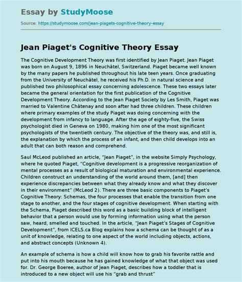 Jean Piaget Cognitive Development News Tribun