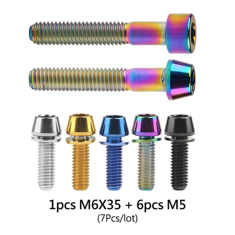 Xingxi 티타늄 볼트 자전거 헤드셋 캡 Ti 나사 자전거 부품 액세서리 6 M5x16 18mm 20mm 1 M6x35mm 로트당 7 개 빗장