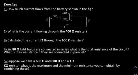 Solved Exercises 1 How Much Current Flows From The Battery Chegg Com