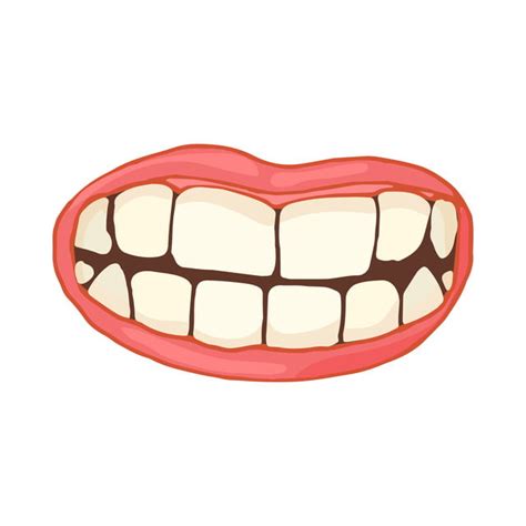 Open Mouth Teeth Clipart Vector Mouth With White Healthy Teeth Icon Cartoon Style Style Icons